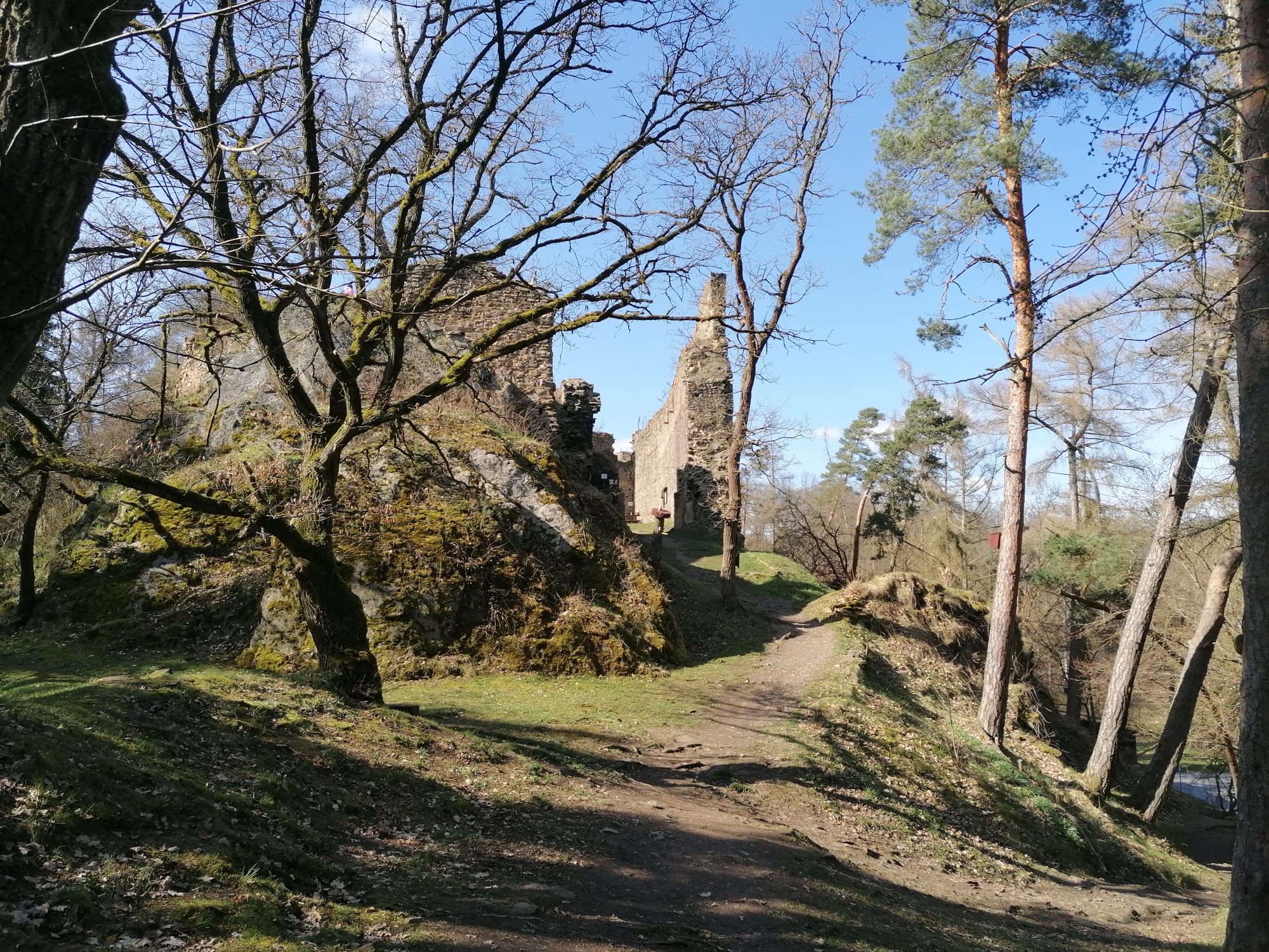 Zřícenina hradu Buben je nedaleko přehrady Hracholusky